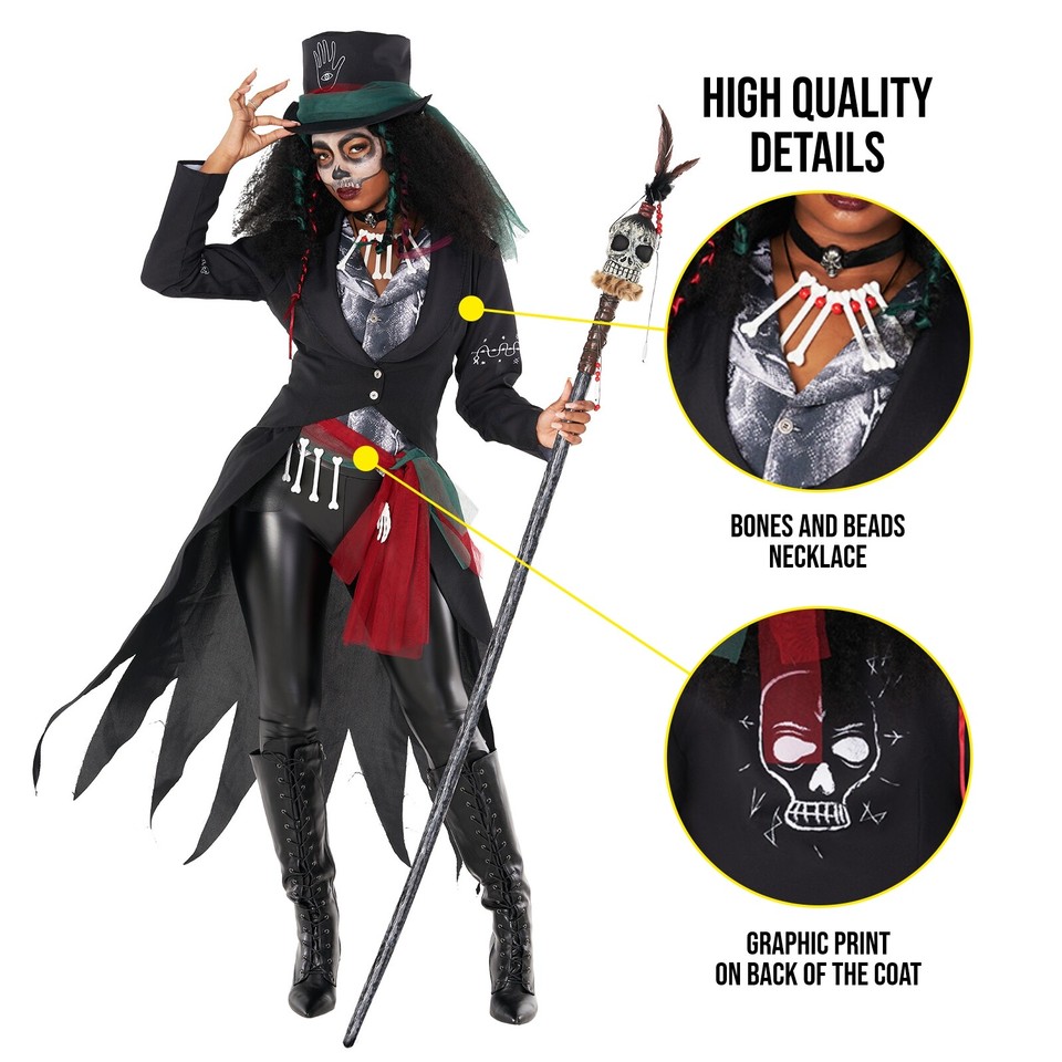 Women`s Voodoo Queen Costume Adult Witch Sorceress Halloween Fancy ...