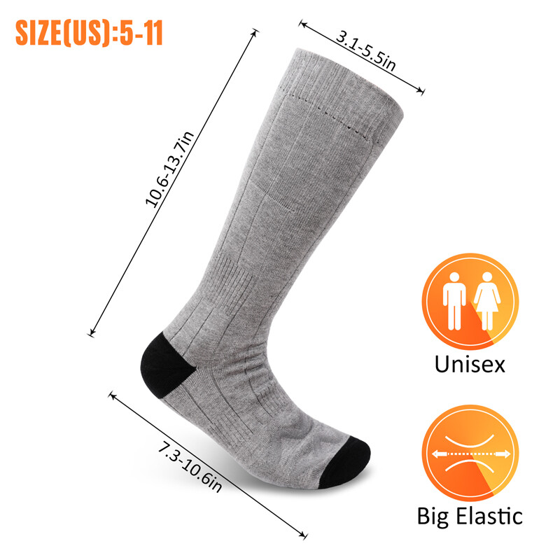 5V Electric Heated Socks w/ Rechargeable Battery Foot Winter Warm ...