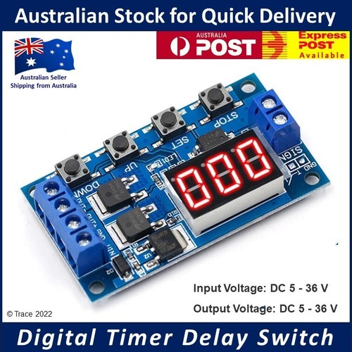 Digital LED Timer & Delay Module with Trigger Input / 5V - 36V DC 15A ...