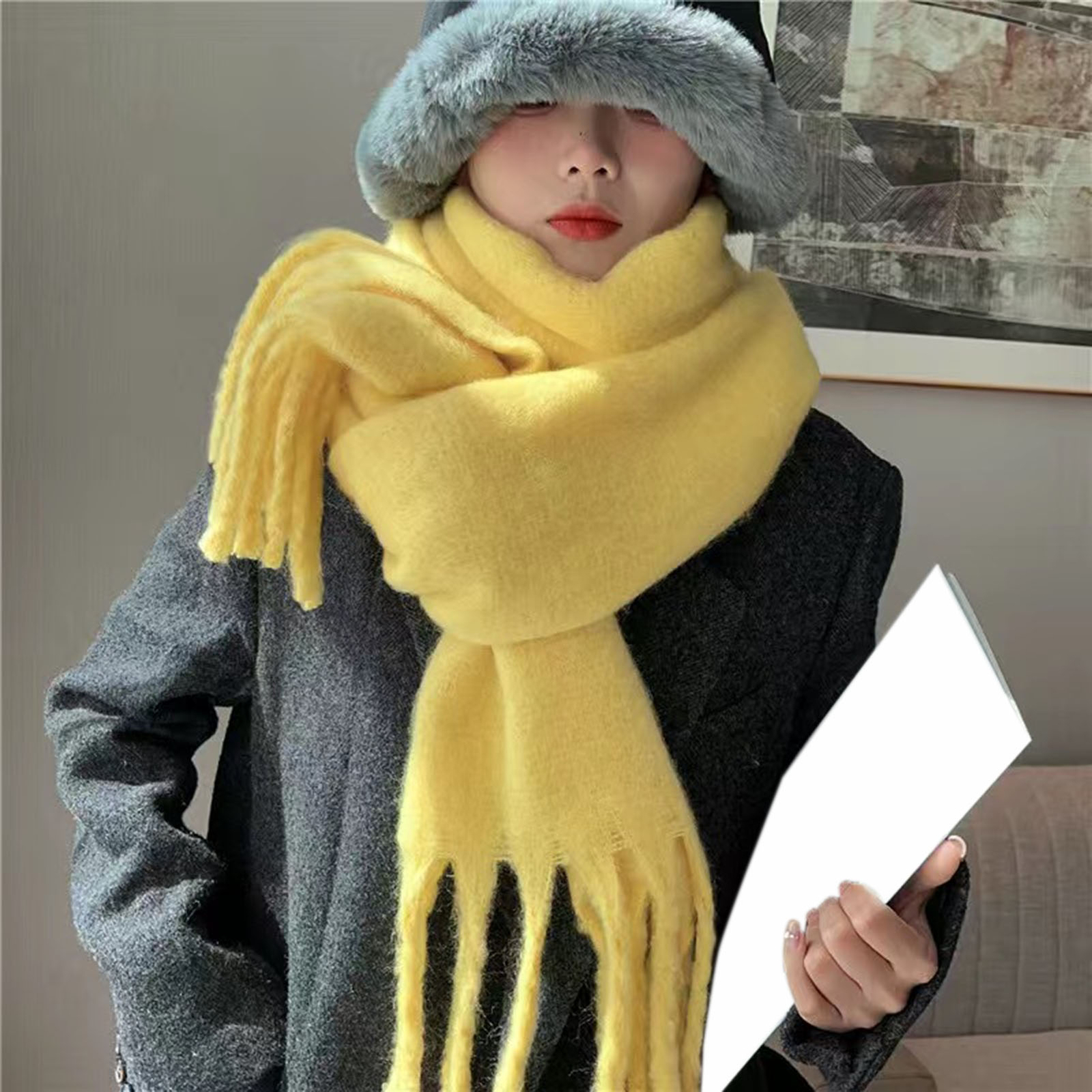 Women Neck Wrap Lady Soft Scarf Cozy Windproof Women's Winter with Long ...