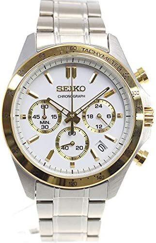 SEIKO SELECTION Chronograph SBTR024 Quartz White Dial Gold Bezel Watch KQ | eBay