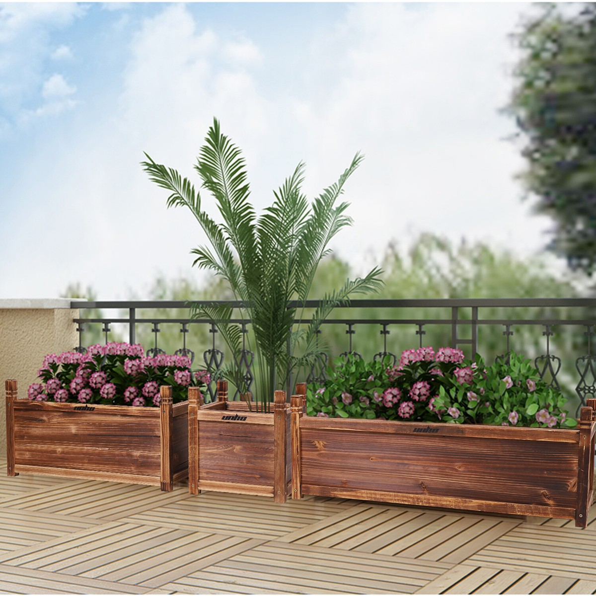 Raised Wood Flower Boxes Caledonian Tiered Raised Bed Forest Garden