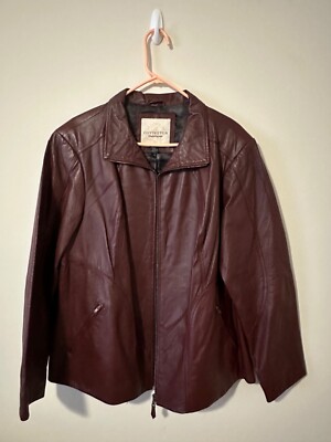 Covington Outerwear Maroon Genuine Leather Coat | eBay