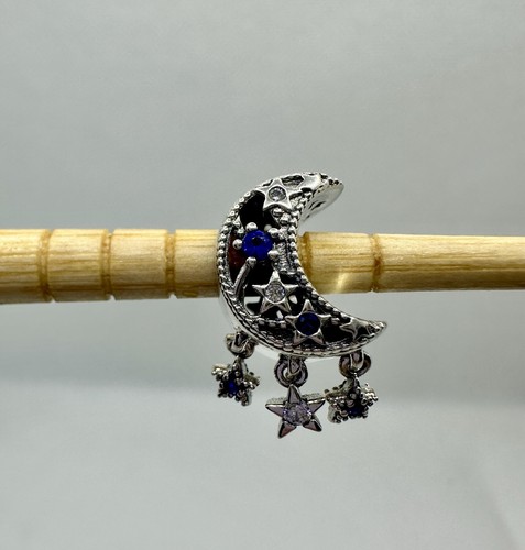 Authentic Pandora 925 ALE Blue Star & Crescent Moon Charm 799643C01 | eBay