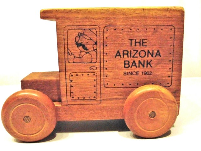 Vintage Wooden Toy Brinks Truck Piggy Bank Toystalgia 1980 Arizona Post ...