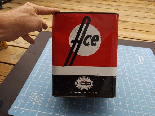 Vintage Old Stock Ace Oil Can 2 Gallon Midwest Oil Co. Rare Advertising ...