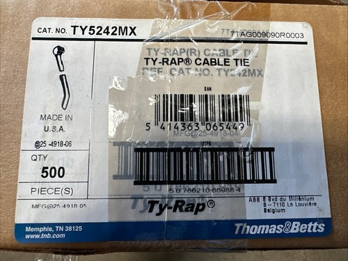 🔴(QTY 500) TY5242MX Thomas & Betts Cable Ties Black 208mm 8” TY-RAP‼️ ...
