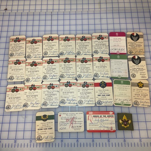 Vintage 1950’s Boy Scouts BSA Merit Badge Card Lot Eagle Scout Star ...