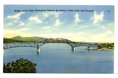 1952 - Lake Champlain Bridge at Chimney Point, VT, joining VT and NY ...