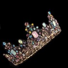 6cm Tall Multi-Color Crystal Gold Large Round Crown Wedding Prom Queen ...