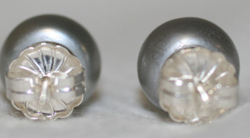 Solid Sterling Silver AAA 9mm Gray Cultured Pearl Stud Earrings Premium Backs | eBay