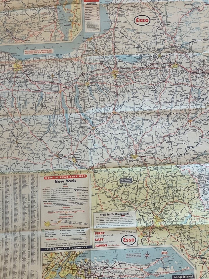 Esso pair of Road Maps Foldout Maps New York one is from 1959 | eBay
