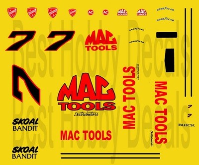 #7 Harry Gant MAC TOOLS 1992 1/64th HO Scale Slot Car Decals | eBay