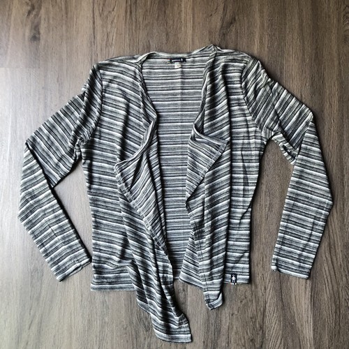 Smartwool Open Front Cardigan Women’s S Black Grey Stripes Outdoor ...