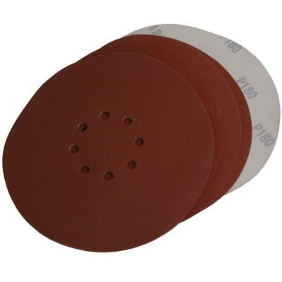 225mm Hook & Loop Sanding Discs 8 Hole - 2 x 150, 180, 240, 400 Grit 9 ...