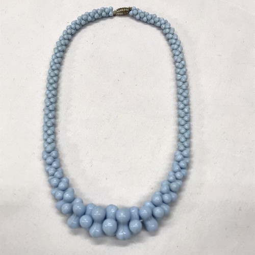 VINTAGE 1950's GRADUATED UNIQUE BABY BLUE BEADED 7" L… - Gem