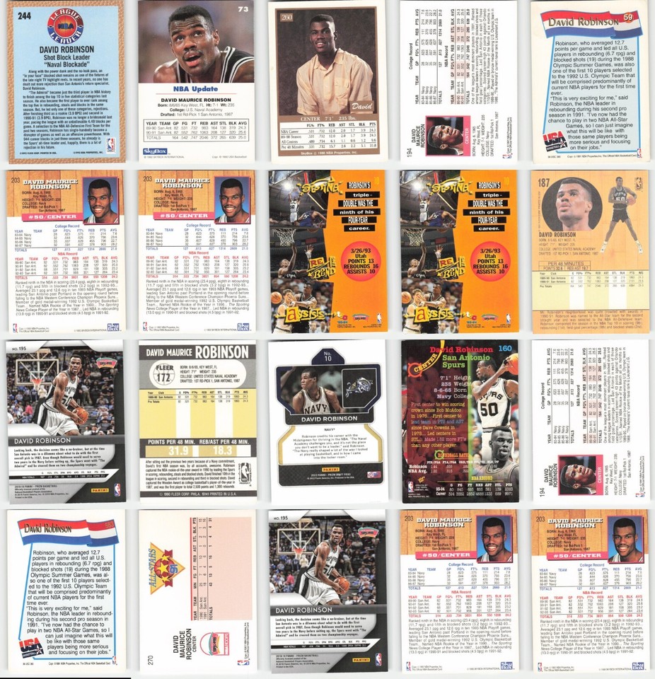 (100) David Robinson San Antonio Spurs Hall of Fame Lot NBA Basketball ...