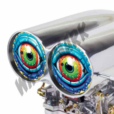 Yellow Dark BLUE EYES VINYL DECAL SHOTGUN AIR INTAKE HOOD SCOOP BUG ...