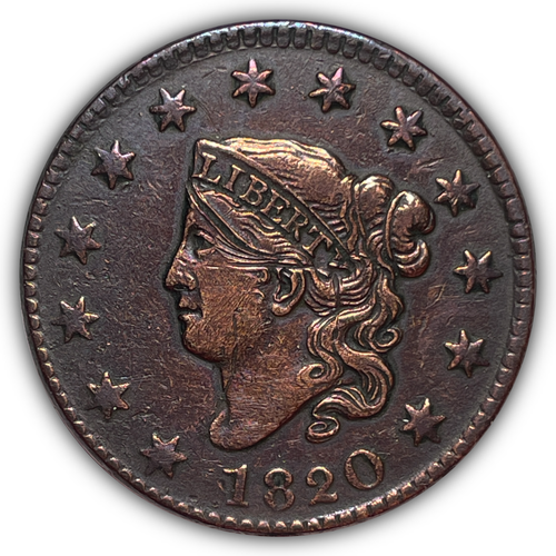 1820 Small Date Coronet Head Large Cent Extremely Fine XF Coin, Details ...