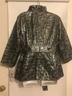 Ruby Rd. 12P Lightweight Unlined Black Metallic Silver Belted Jacket ...