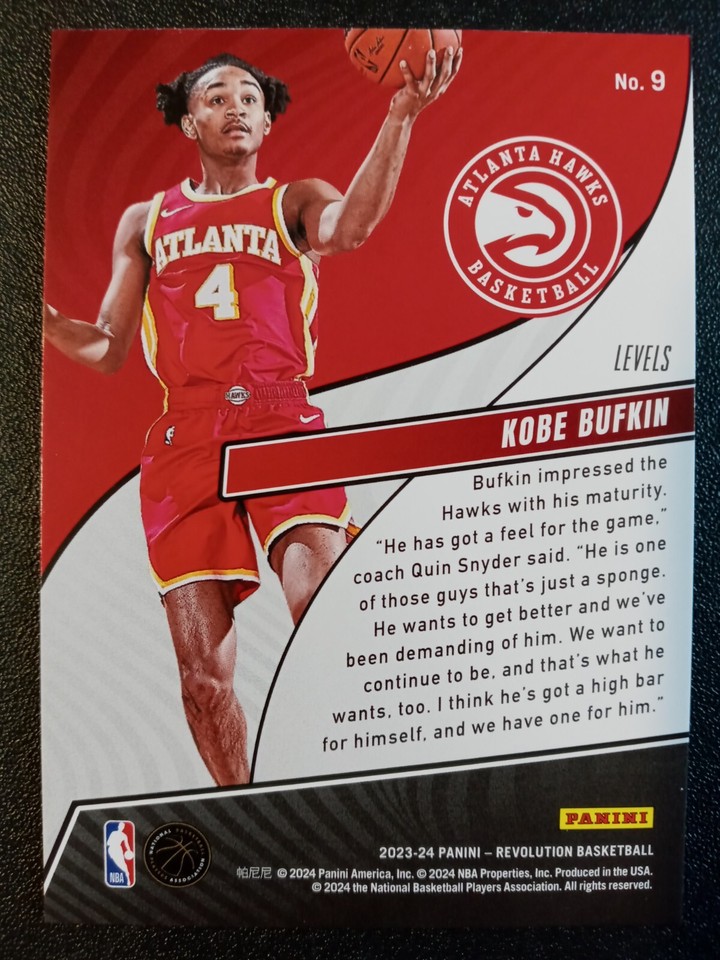 2023-24 Panini Revolution Levels Rookie Revolution Kobe Bufkin RC # 9 ...