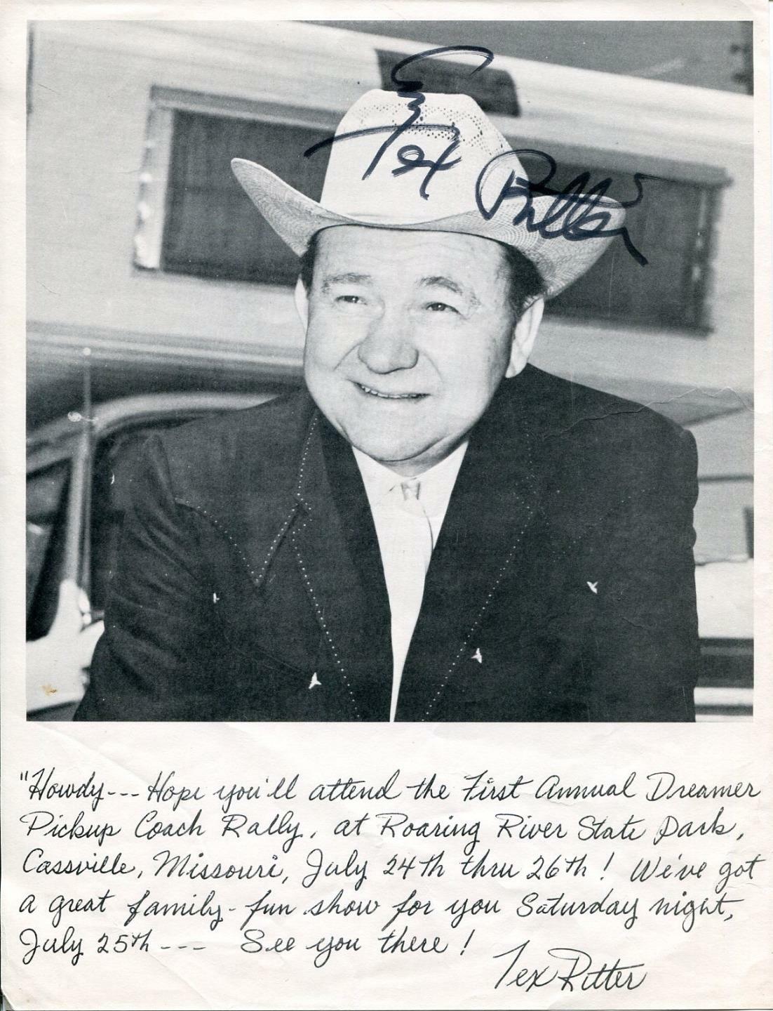 Tex Ritter Signed Photo Page Autograph Western Actor Country Music ...