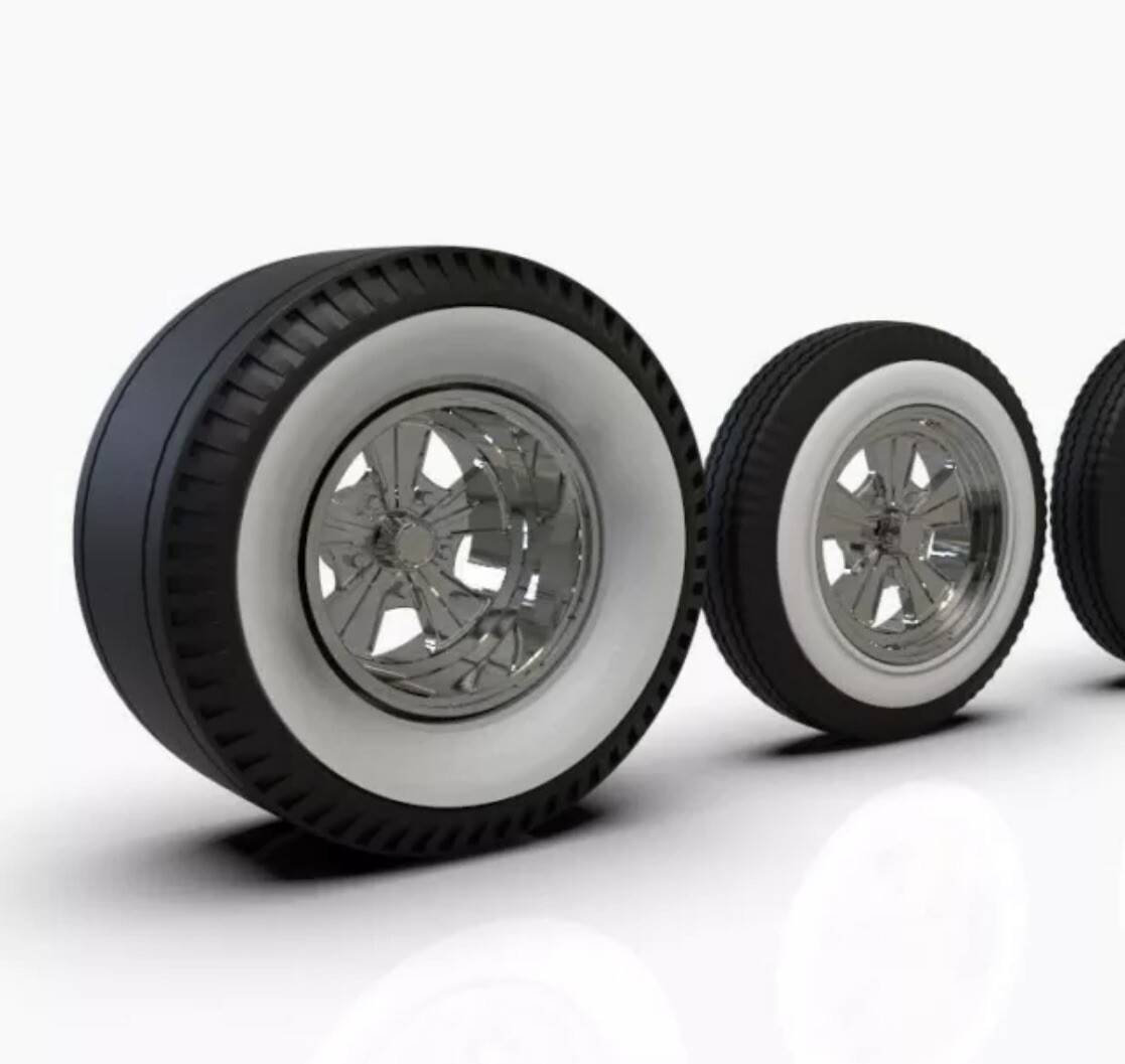 1:12 Chrome Radir Style Wheels On Whitewall Tires. | eBay