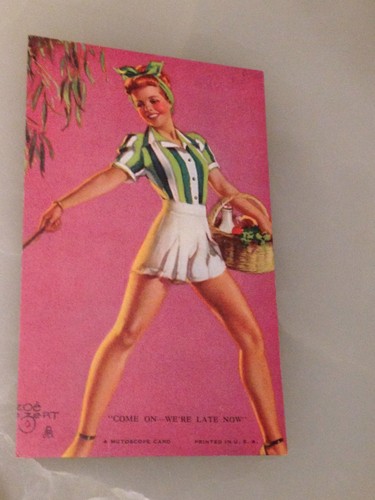 Pin Up Girl Original Mutoscope card "we're Late now" 1940's WWII ...