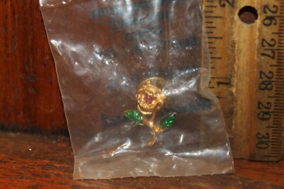 Harriet Carter Rose Pin Genuine Ruby 24 Karat Gold Electroplated Sealed ...