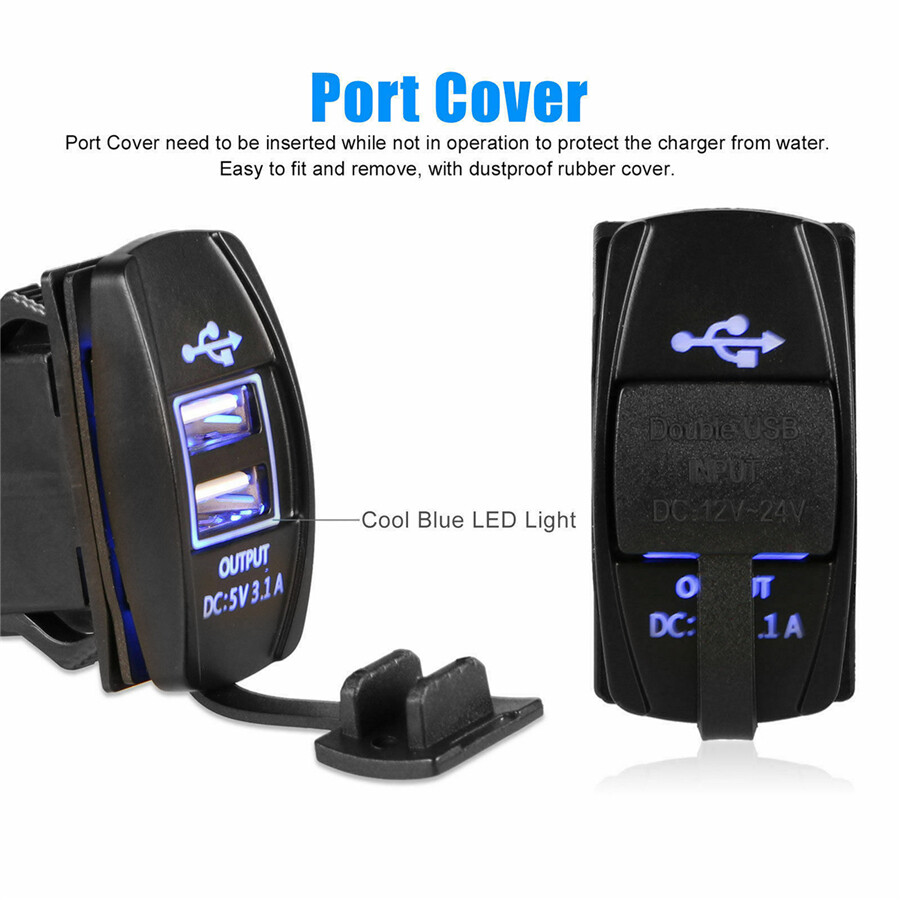 1x Car 5V 3.1A Dual USB Phone Charger Blue LED Indicator Power Supply ...