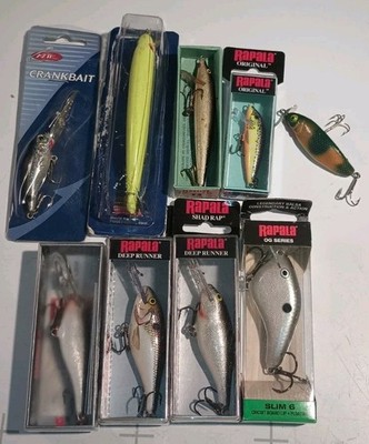 Rapala Fishing Lure Crank Bait Lot x9 Balsa SR-7 OGS-6 F-5-9 Green ...