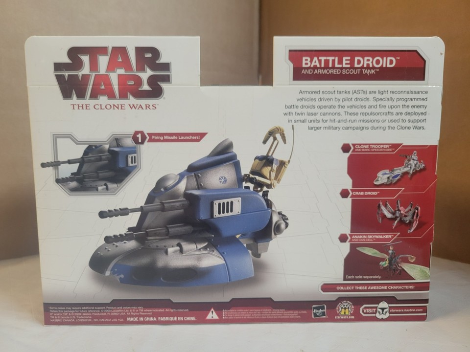 Star Wars The Clone Wars Battle Droid and Armored Scout Tank Hasbo 2009 ...