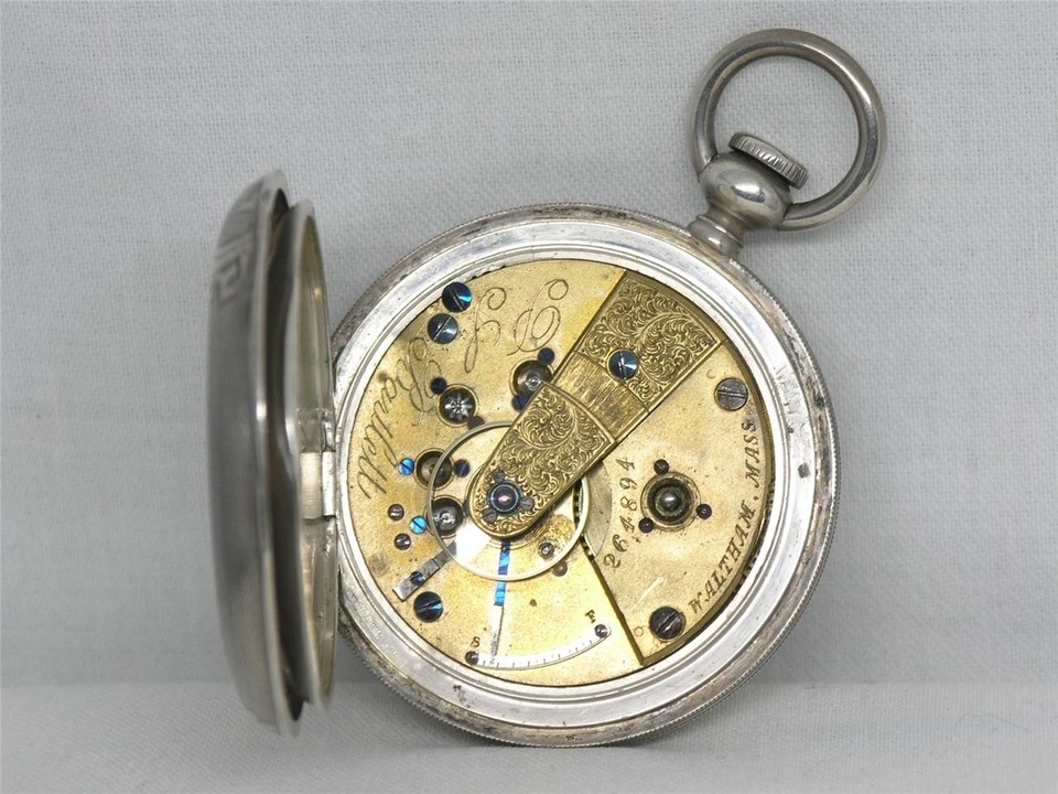 RARE 1866 AMERICAN WALTHAM GRANGER / TUCKER COIN SILVER POCKET WATCH ...