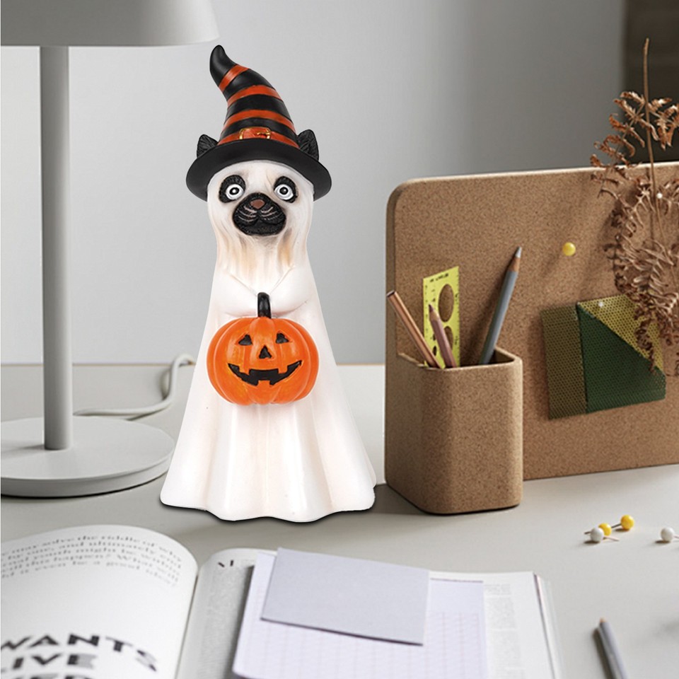 Spooky Ghost Dog&Cat Halloween Figurine Resin Halloween Dog Ghost ...
