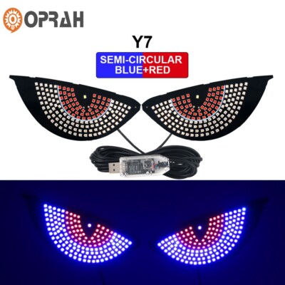2X Red+Blue LED Dynamic Eye Lamp Devil Eyes Light for Car Windows Panel ...
