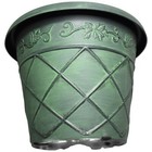 13.5" Green Round Plastic Decorative Planter Pot Container Flower ...