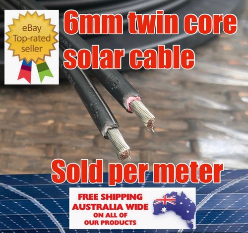 6mm Twin Solar Power Cable lead 50A sold per Metre PV Photovoltaic ...