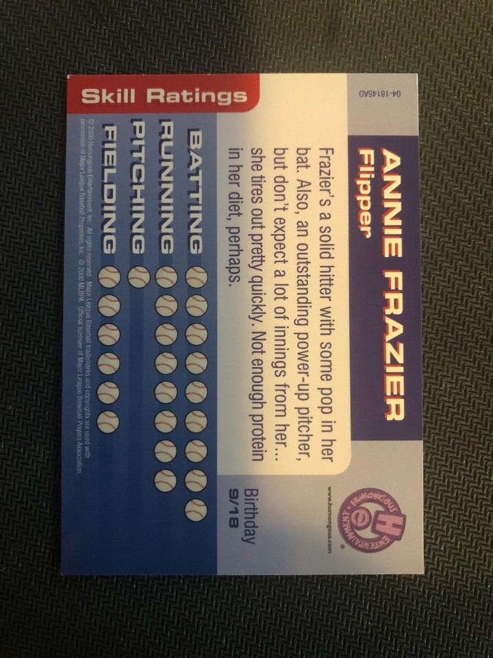 2000 Pacific Humongous Entertainment Backyard Baseball 2001 Annie ...