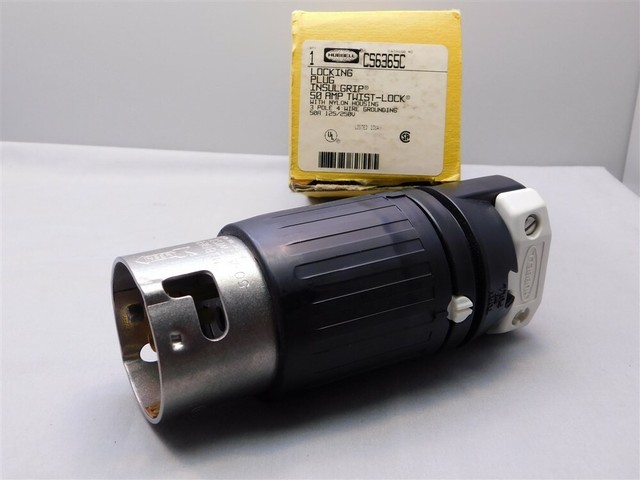 Hubbell CS6365C Insulgrip 50A 125/250V Twist-Lock 3-Pole 4-Wire ...