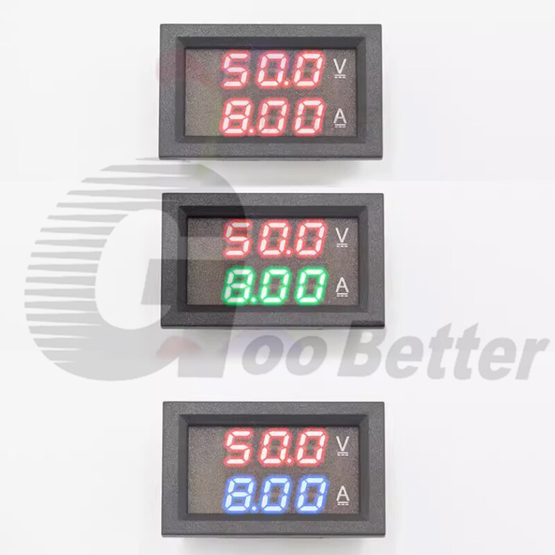 5-Wire DC Voltmeter Ammeter Panel Mount Amp Meter Red-Green Red-Blue ...