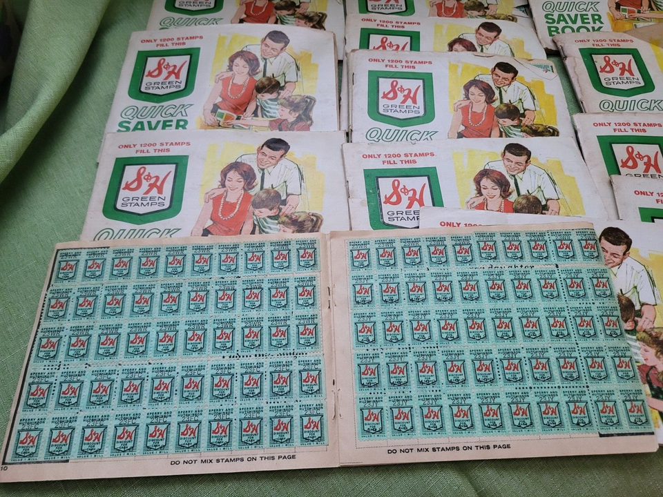 S&H Green Stamp Quick Saver Book with Stamps 1950s MCM Vintage lot of ...