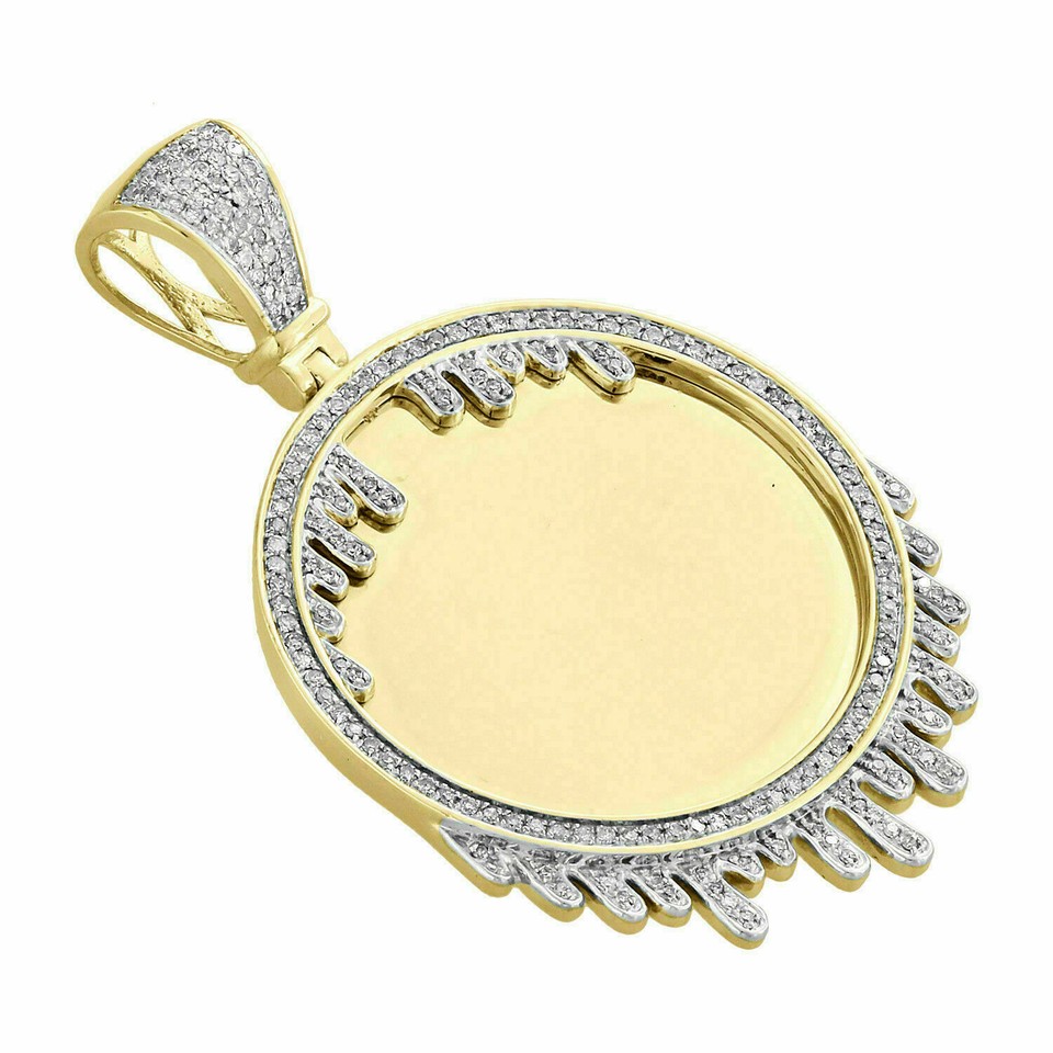 4.00Ct Round Moissanite Memory Photo Frame Gift Pendant 14k Yellow Gold ...