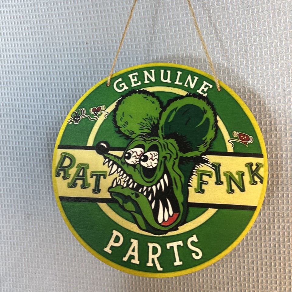 🔥NEW Ed Roth Rat Fink RF Hot Rod 8” Round Sign Mechanic ODD T-Bucket ...