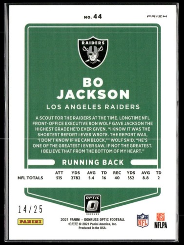 2021 Panini Donruss Optic - Black Pandora Prizm #44 Bo Jackson /25 for ...