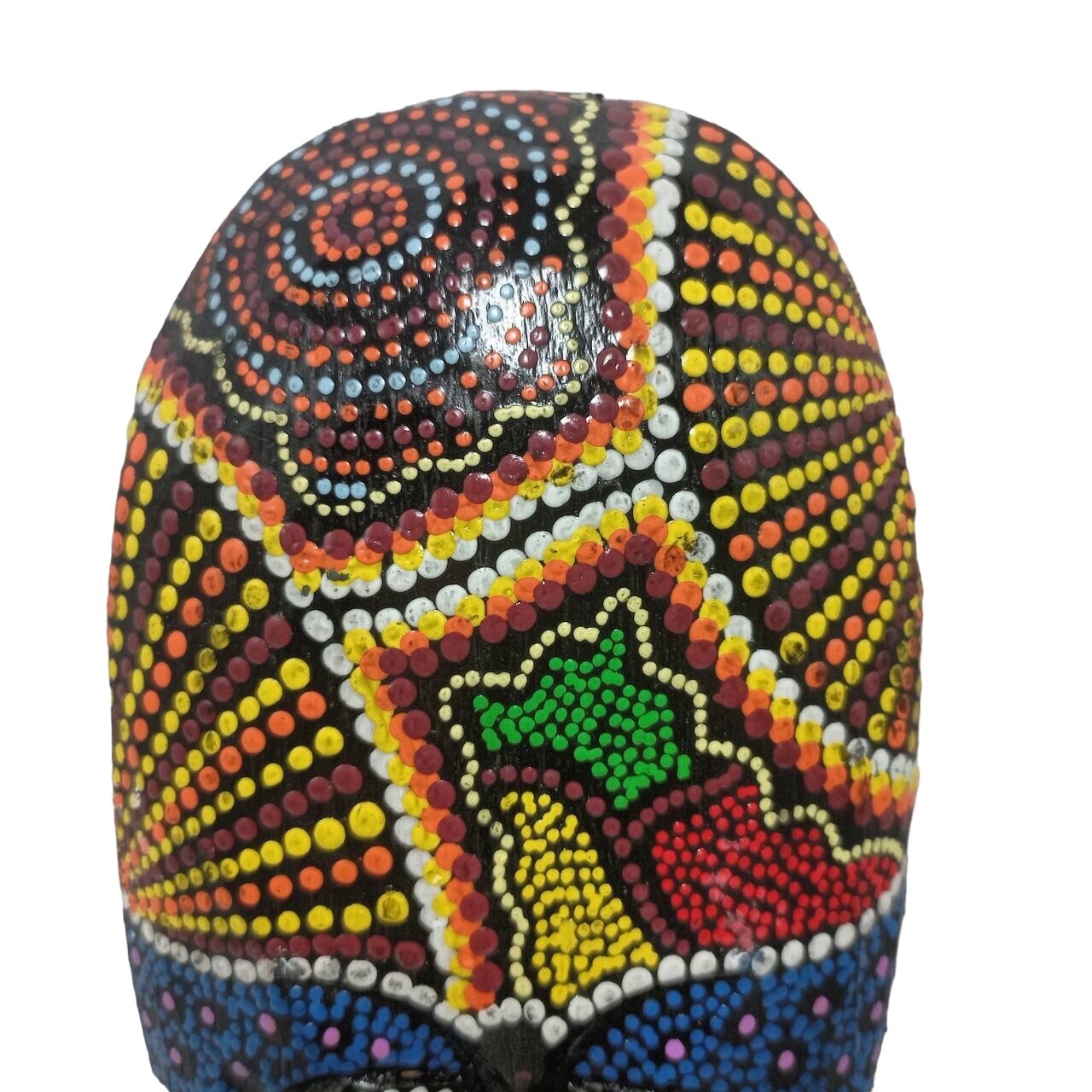 African Mask Dot Wooden Flower Hand Carved Painting Wall Hanging Folk ...