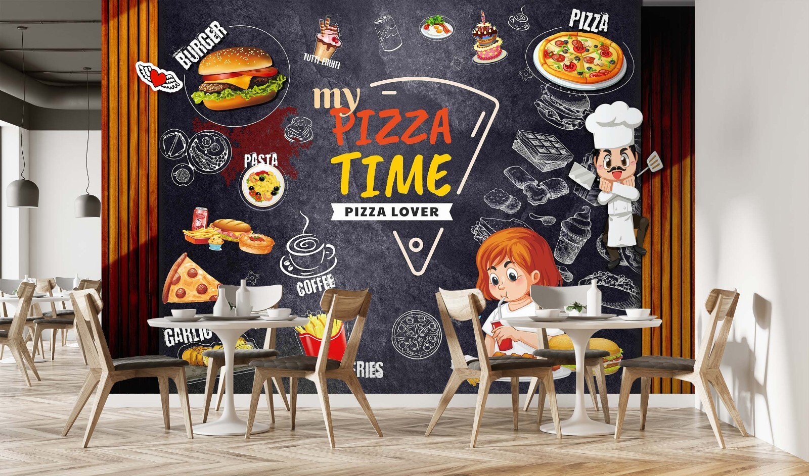3D Lunch Time A5069 Business Wallpaper Wall Murals Self-adhesive ...