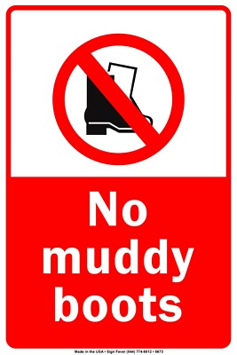 No Muddy Boots Allowed Sign Clean Home Wall Novelty Notice Aluminum ...