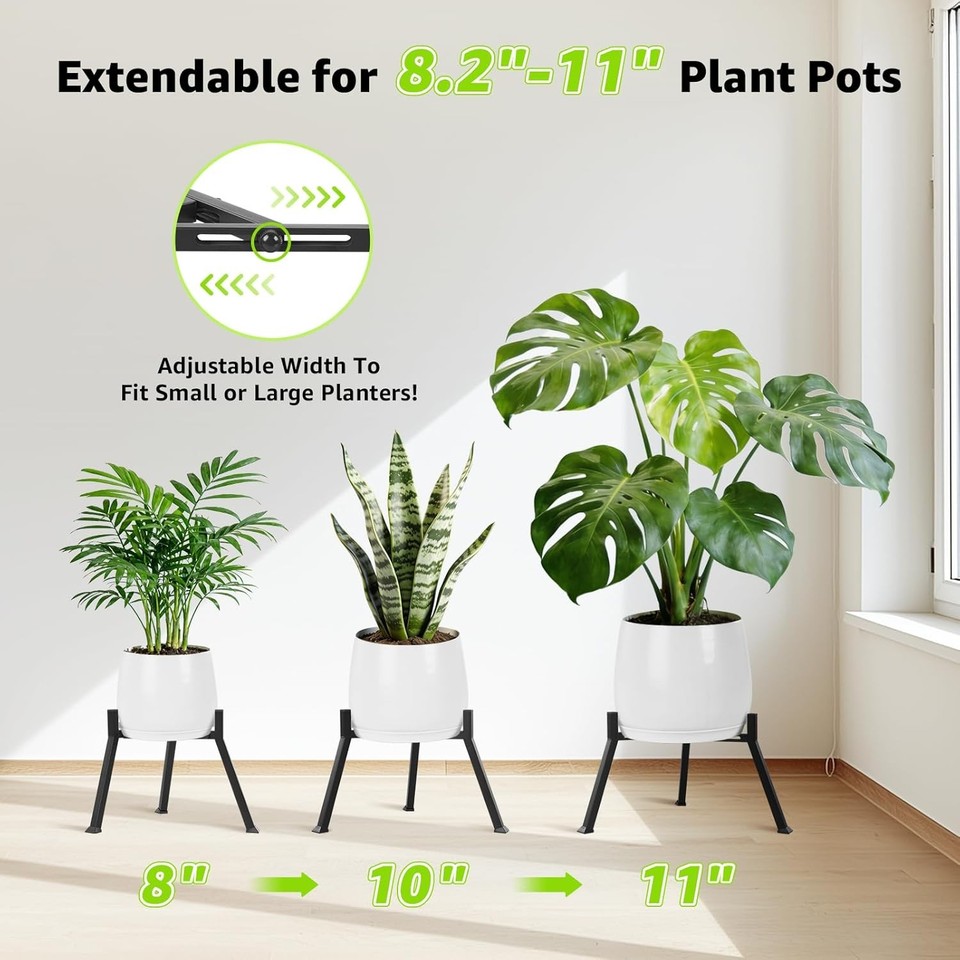 Heavy Duty Plant Stands Outdoor Corner,Fits 8.2 to 11 Inches Pots Black ...