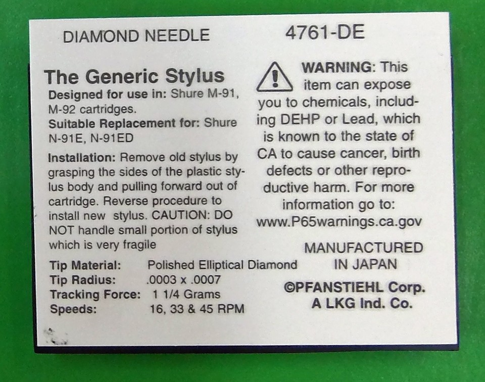 SHURE N91G M91ED N91ED N91E M91E RS-1000E generic stylus black ...