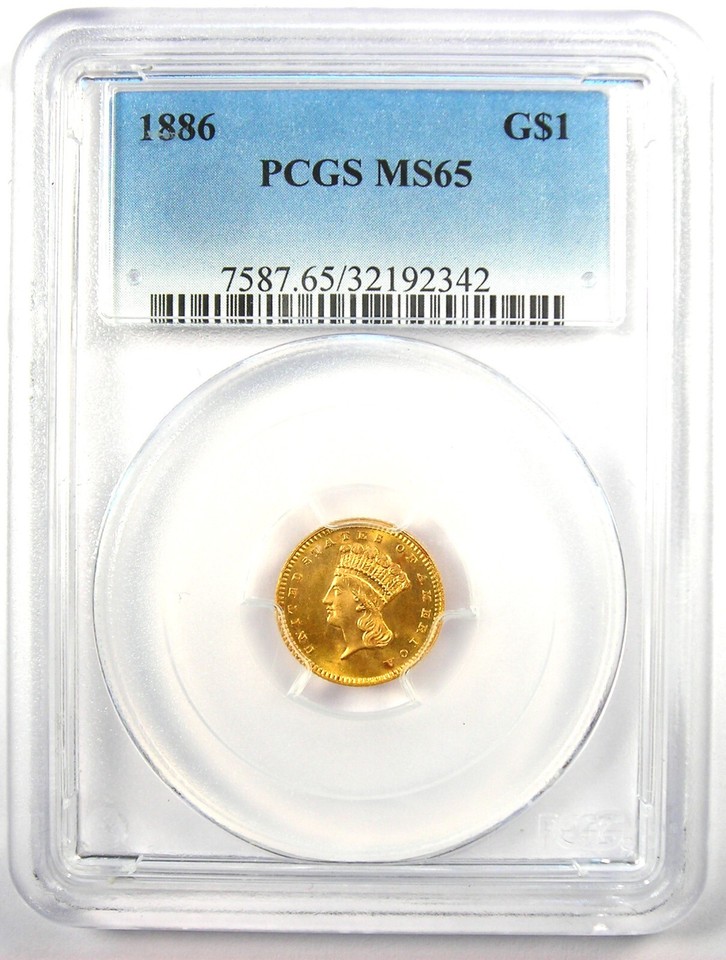 1886 Indian Gold Dollar G$1 - Certified PCGS MS65 (BU UNC) - $2,000 ...